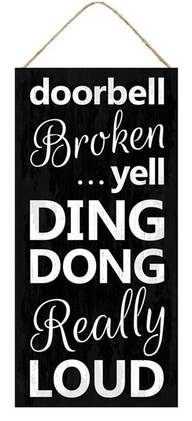 12.5"L x 6"H Door Bell Broken Sign, Black/White WS2 – KRINGLE DESIGNS