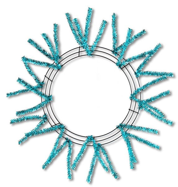 15" Wire, 25" OAD Pencil Work Wreath Frame X18 Ties, Metallic Turquois ...